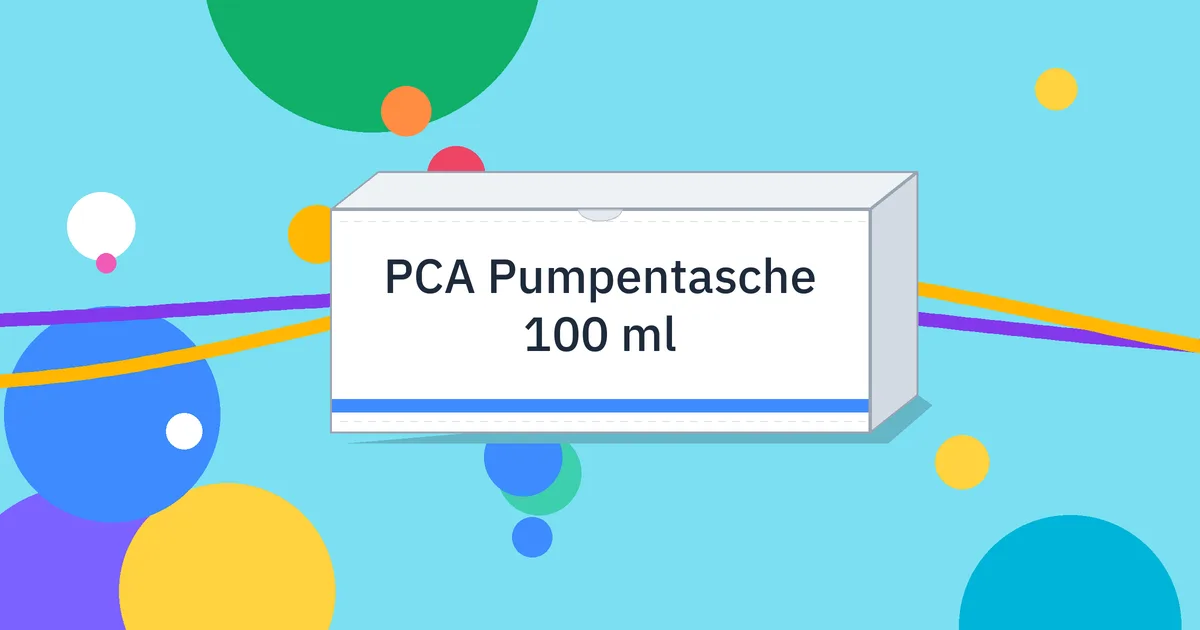 Symbolbild: Packung mit der Aufschrift PCA Pumpentasche 100 ml (PZN 18231651) – Verfügbarkeit und Bezug in Apotheken in Frankfurt am Main