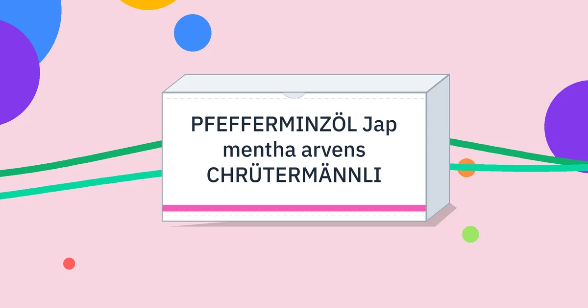 Symbolbild: Packung mit der Aufschrift PFEFFERMINZÖL Jap mentha arvens CHRÜTERMÄNNLI (PZN 07197218) – Verfügbarkeit und Bezug in Apotheken in Frankfurt am Main