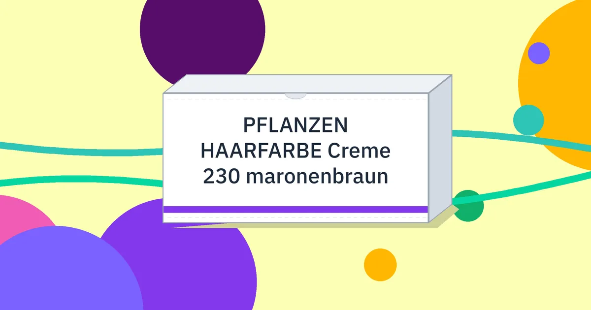 Symbolbild: Packung mit der Aufschrift PFLANZEN HAARFARBE Creme 230 maronenbraun (PZN 11034746) – Verfügbarkeit und Bezug in Apotheken in Frankfurt am Main