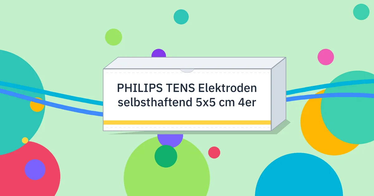 Symbolbild: Packung mit der Aufschrift PHILIPS TENS Elektroden selbsthaftend 5x5 cm 4er (PZN 11380388) – Verfügbarkeit und Bezug in Apotheken in Frankfurt am Main