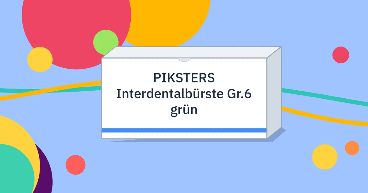 Symbolbild: Packung mit der Aufschrift PIKSTERS Interdentalbürste Gr.6 grün (PZN 17593122) – Verfügbarkeit und Bezug in Apotheken in Frankfurt am Main