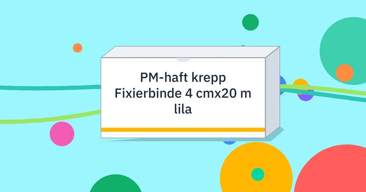 Symbolbild: Packung mit der Aufschrift PM-haft krepp Fixierbinde 4 cmx20 m lila (PZN 18846507) – Verfügbarkeit und Bezug in Apotheken in Frankfurt am Main