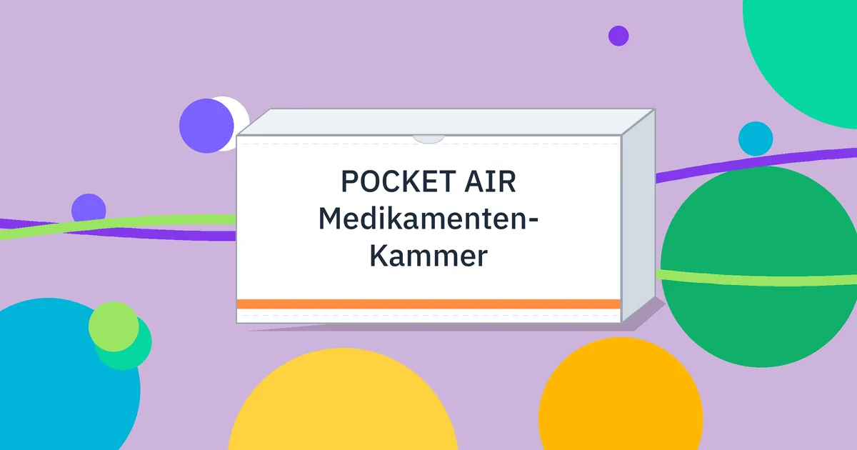 Symbolbild: Packung mit der Aufschrift POCKET AIR Medikamenten-Kammer (PZN 16381493) – Verfügbarkeit und Bezug in Apotheken in Frankfurt am Main