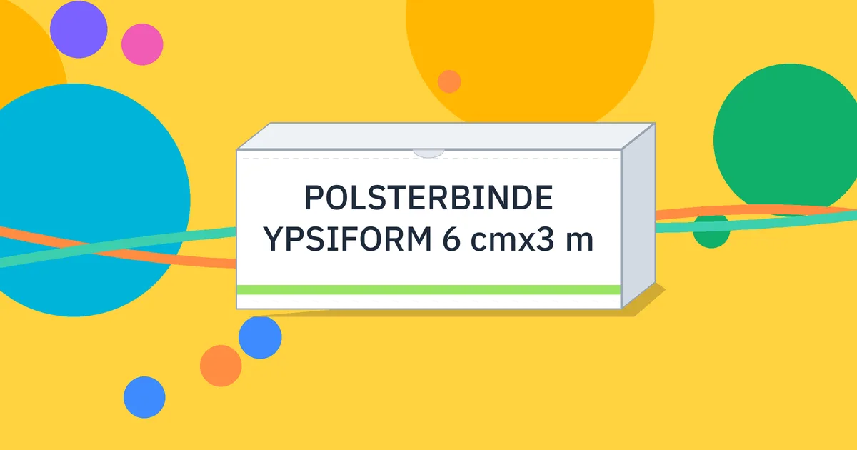 Symbolbild: Packung mit der Aufschrift POLSTERBINDE YPSIFORM 6 cmx3 m (PZN 17306370) – Verfügbarkeit und Bezug in Apotheken in Frankfurt am Main