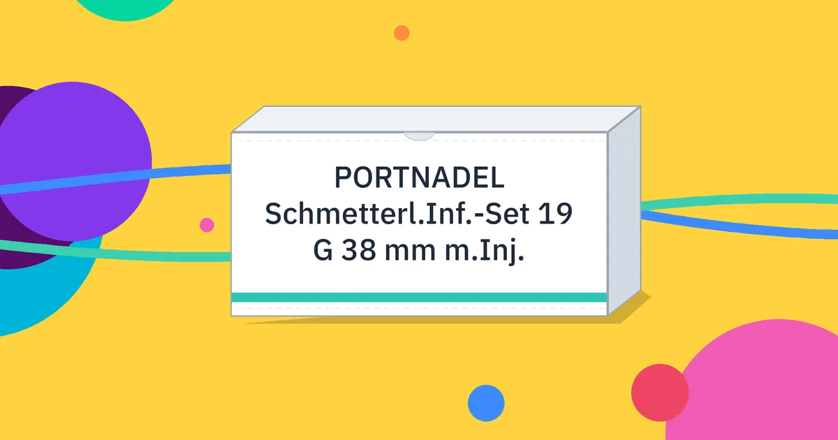 Symbolbild: Packung mit der Aufschrift PORTNADEL Schmetterl.Inf.-Set 19 G 38 mm m.Inj. (PZN 02756127) – Verfügbarkeit und Bezug in Apotheken in Frankfurt am Main