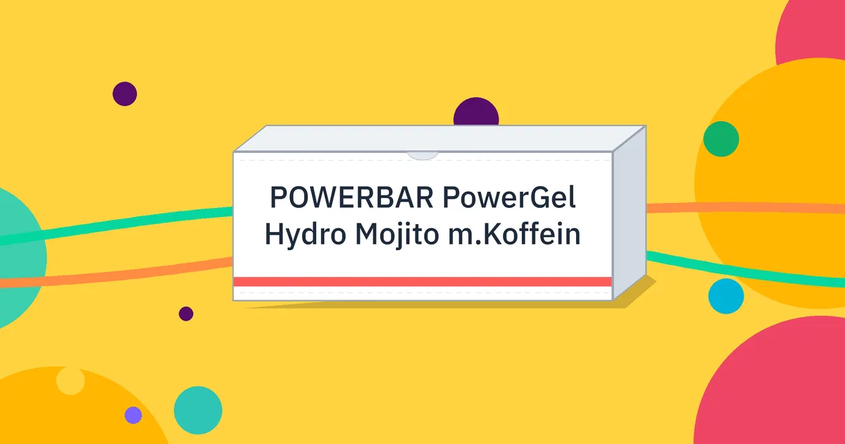 Symbolbild: Packung mit der Aufschrift POWERBAR PowerGel Hydro Mojito m.Koffein (PZN 15302994) – Verfügbarkeit und Bezug in Apotheken in Frankfurt am Main