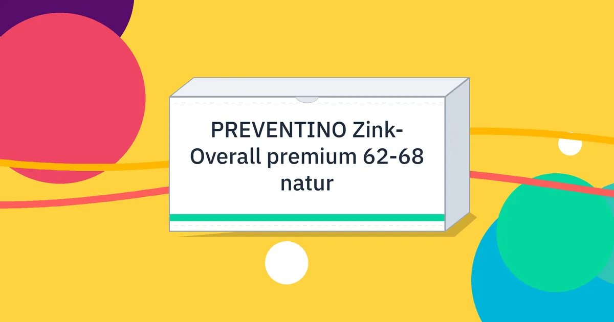 Symbolbild: Packung mit der Aufschrift PREVENTINO Zink-Overall premium 62-68 natur (PZN 12446511) – Verfügbarkeit und Bezug in Apotheken in Frankfurt am Main