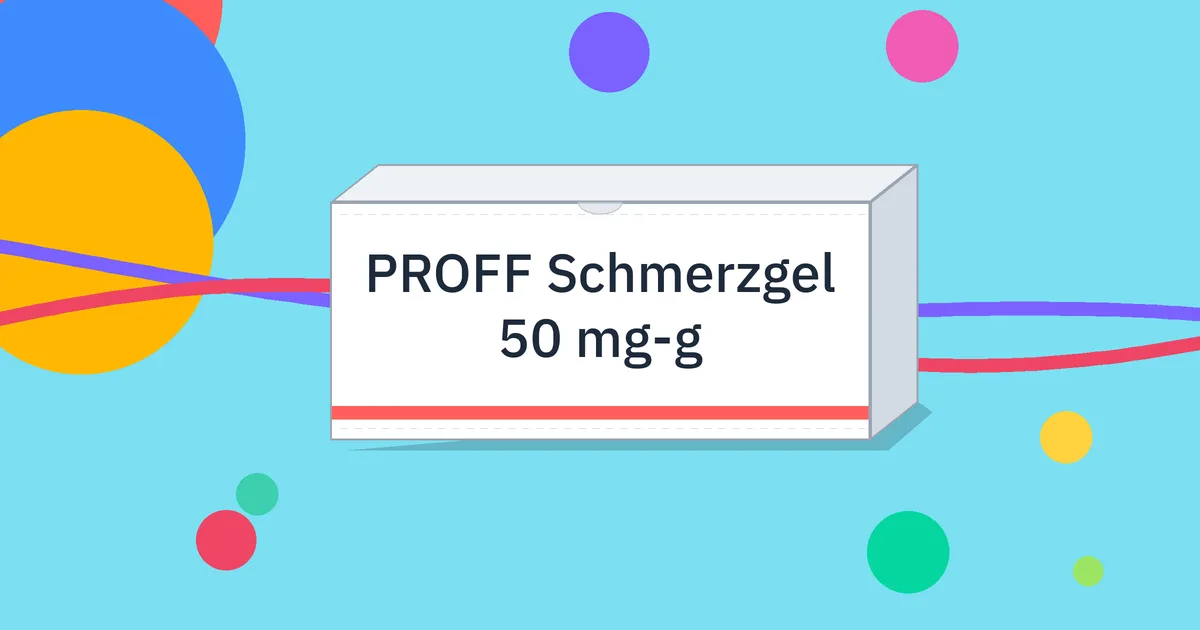Symbolbild: Packung mit der Aufschrift PROFF Schmerzgel 50 mg-g (PZN 11599017) – Verfügbarkeit und Bezug in Apotheken in Frankfurt am Main