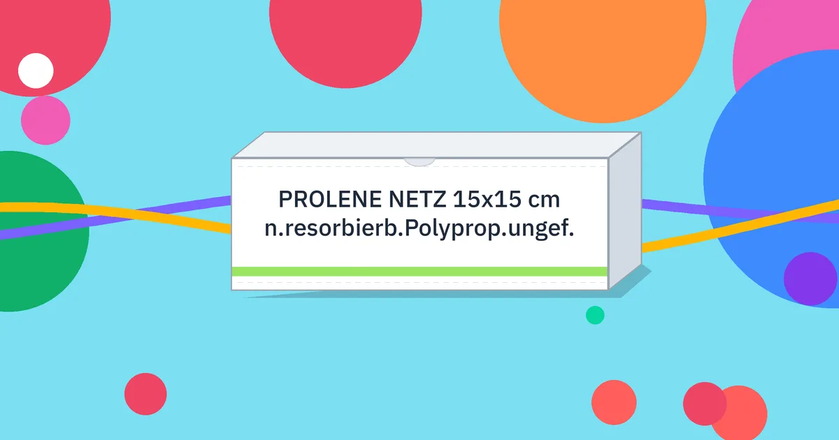 Symbolbild: Packung mit der Aufschrift PROLENE NETZ 15x15 cm n.resorbierb.Polyprop.ungef. (PZN 16797928) – Verfügbarkeit und Bezug in Apotheken in Frankfurt am Main