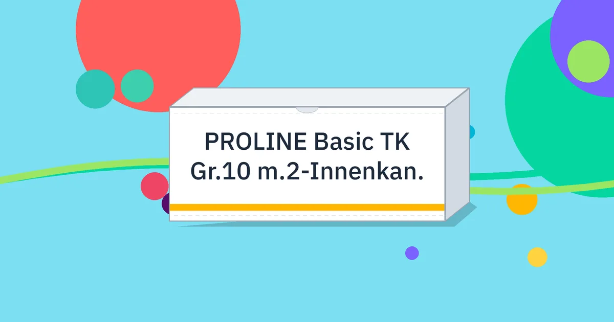 Symbolbild: Packung mit der Aufschrift PROLINE Basic TK Gr.10 m.2-Innenkan. (PZN 16148041) – Verfügbarkeit und Bezug in Apotheken in Frankfurt am Main