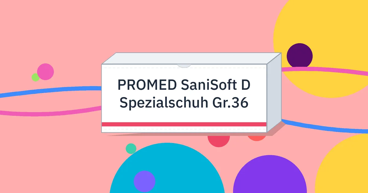 Symbolbild: Packung mit der Aufschrift PROMED SaniSoft D Spezialschuh Gr.36 (PZN 05482133) – Verfügbarkeit und Bezug in Apotheken in Frankfurt am Main