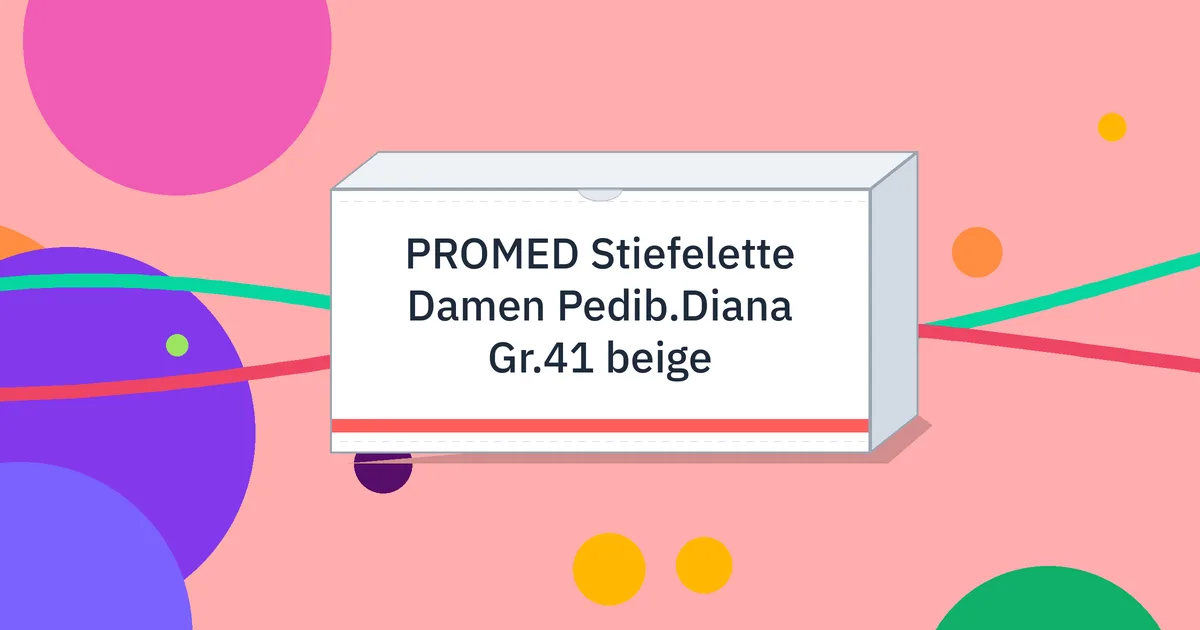 Symbolbild: Packung mit der Aufschrift PROMED Stiefelette Damen Pedib.Diana Gr.41 beige (PZN 11710213) – Verfügbarkeit und Bezug in Apotheken in Frankfurt am Main