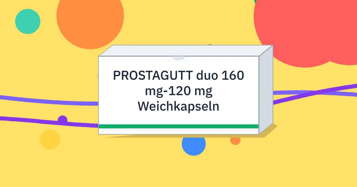 Symbolbild: Packung mit der Aufschrift PROSTAGUTT duo 160 mg-120 mg Weichkapseln (PZN 16151735) – Verfügbarkeit und Bezug in Apotheken in Frankfurt am Main