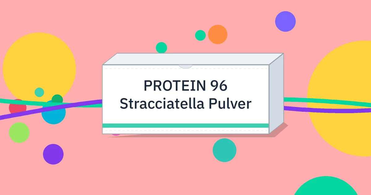Symbolbild: Packung mit der Aufschrift PROTEIN 96 Stracciatella Pulver (PZN 20106462) – Verfügbarkeit und Bezug in Apotheken in Frankfurt am Main