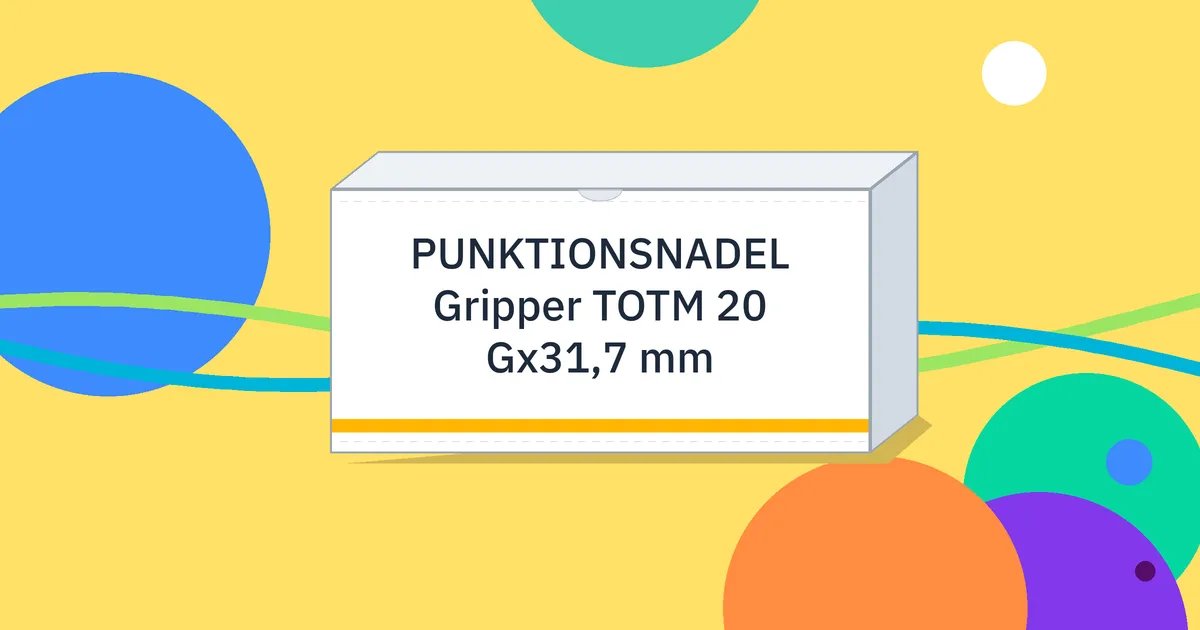 Symbolbild: Packung mit der Aufschrift PUNKTIONSNADEL Gripper TOTM 20 Gx31,7 mm (PZN 09422122) – Verfügbarkeit und Bezug in Apotheken in Frankfurt am Main