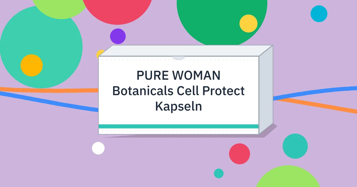 Symbolbild: Packung mit der Aufschrift PURE WOMAN Botanicals Cell Protect Kapseln (PZN 10130146) – Verfügbarkeit und Bezug in Apotheken in Frankfurt am Main