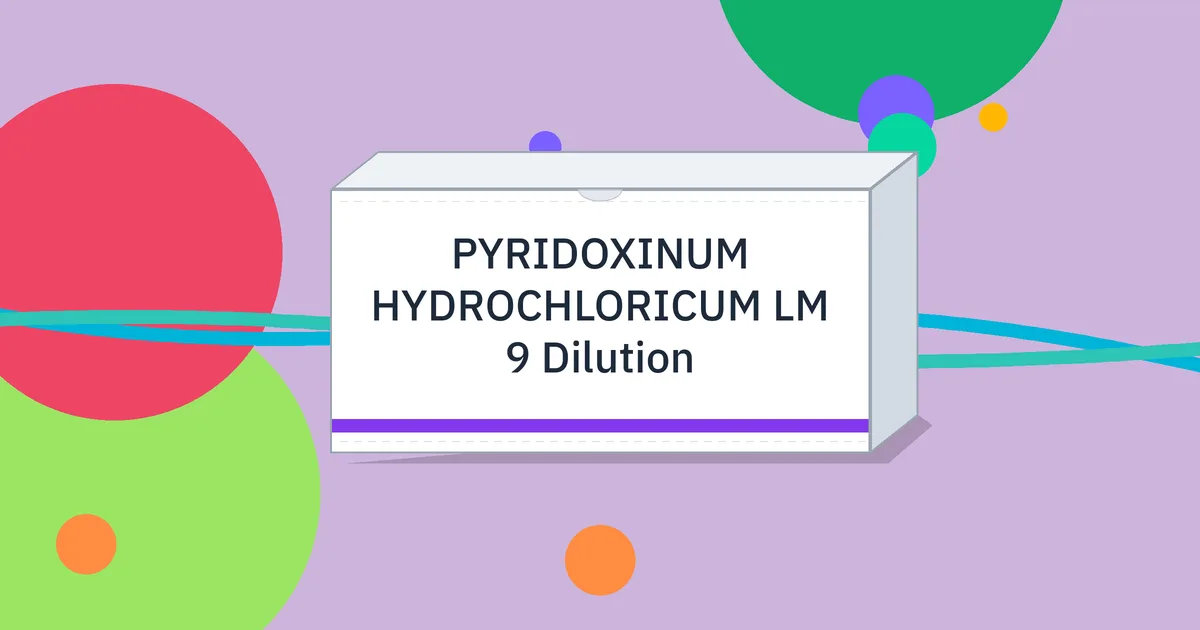Symbolbild: Packung mit der Aufschrift PYRIDOXINUM HYDROCHLORICUM LM 9 Dilution (PZN 13672215) – Verfügbarkeit und Bezug in Apotheken in Frankfurt am Main