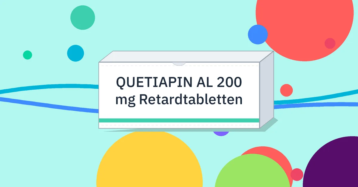 Symbolbild: Packung mit der Aufschrift QUETIAPIN AL 200 mg Retardtabletten (PZN 09745262) – Verfügbarkeit und Bezug in Apotheken in Frankfurt am Main