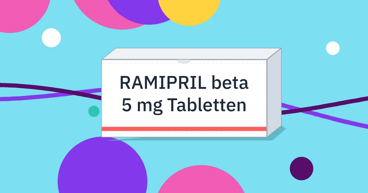 Symbolbild: Packung mit der Aufschrift RAMIPRIL beta 5 mg Tabletten (PZN 00761360) – Verfügbarkeit und Bezug in Apotheken in Frankfurt am Main
