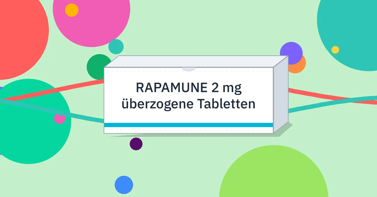 Symbolbild: Packung mit der Aufschrift RAPAMUNE 2 mg überzogene Tabletten (PZN 00096572) – Verfügbarkeit und Bezug in Apotheken in Frankfurt am Main