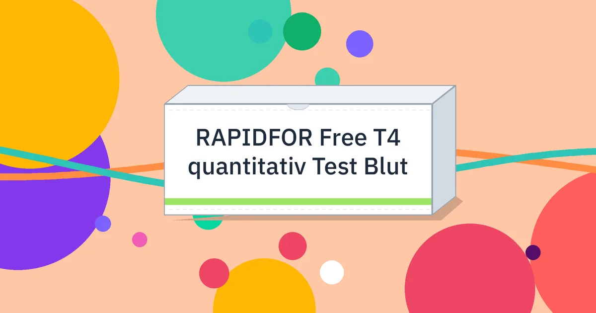 Symbolbild: Packung mit der Aufschrift RAPIDFOR Free T4 quantitativ Test Blut (PZN 19538222) – Verfügbarkeit und Bezug in Apotheken in Frankfurt am Main