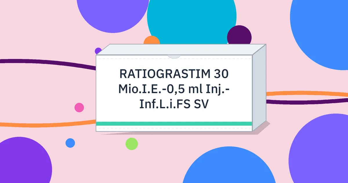 Symbolbild: Packung mit der Aufschrift RATIOGRASTIM 30 Mio.I.E.-0,5 ml Inj.-Inf.L.i.FS SV (PZN 15395694) – Verfügbarkeit und Bezug in Apotheken in Frankfurt am Main
