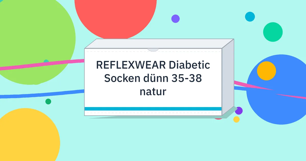 Symbolbild: Packung mit der Aufschrift REFLEXWEAR Diabetic Socken dünn 35-38 natur (PZN 14400878) – Verfügbarkeit und Bezug in Apotheken in Frankfurt am Main