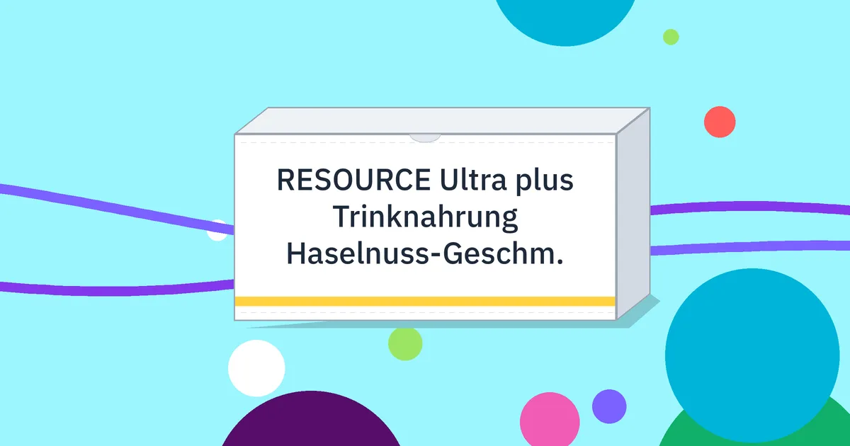 Symbolbild: Packung mit der Aufschrift RESOURCE Ultra plus Trinknahrung Haselnuss-Geschm. (PZN 20401586) – Verfügbarkeit und Bezug in Apotheken in Frankfurt am Main