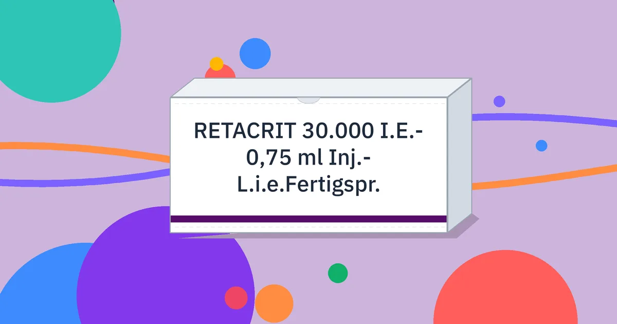 Symbolbild: Packung mit der Aufschrift RETACRIT 30.000 I.E.-0,75 ml Inj.-L.i.e.Fertigspr. (PZN 13350428) – Verfügbarkeit und Bezug in Apotheken in Frankfurt am Main