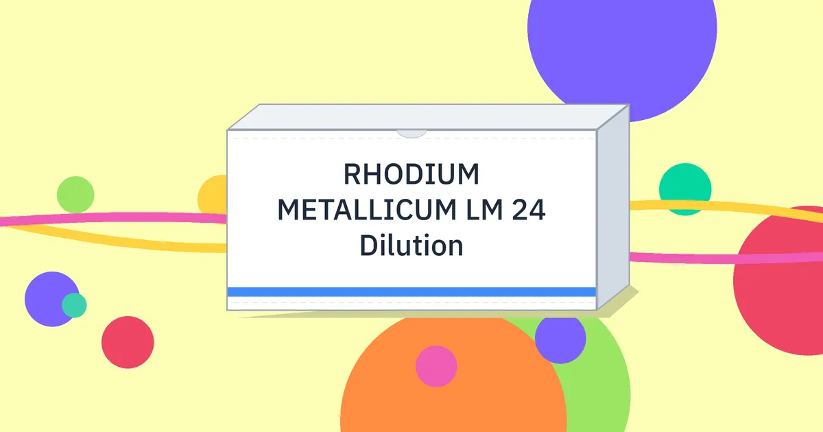 Symbolbild: Packung mit der Aufschrift RHODIUM METALLICUM LM 24 Dilution (PZN 13050531) – Verfügbarkeit und Bezug in Apotheken in Frankfurt am Main