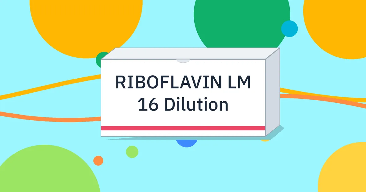 Symbolbild: Packung mit der Aufschrift RIBOFLAVIN LM 16 Dilution (PZN 13054486) – Verfügbarkeit und Bezug in Apotheken in Frankfurt am Main