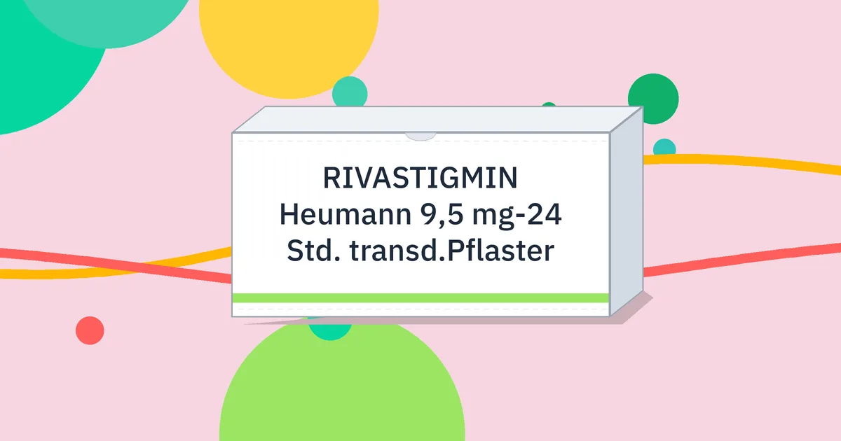 Symbolbild: Packung mit der Aufschrift RIVASTIGMIN Heumann 9,5 mg-24 Std. transd.Pflaster (PZN 09708522) – Verfügbarkeit und Bezug in Apotheken in Frankfurt am Main