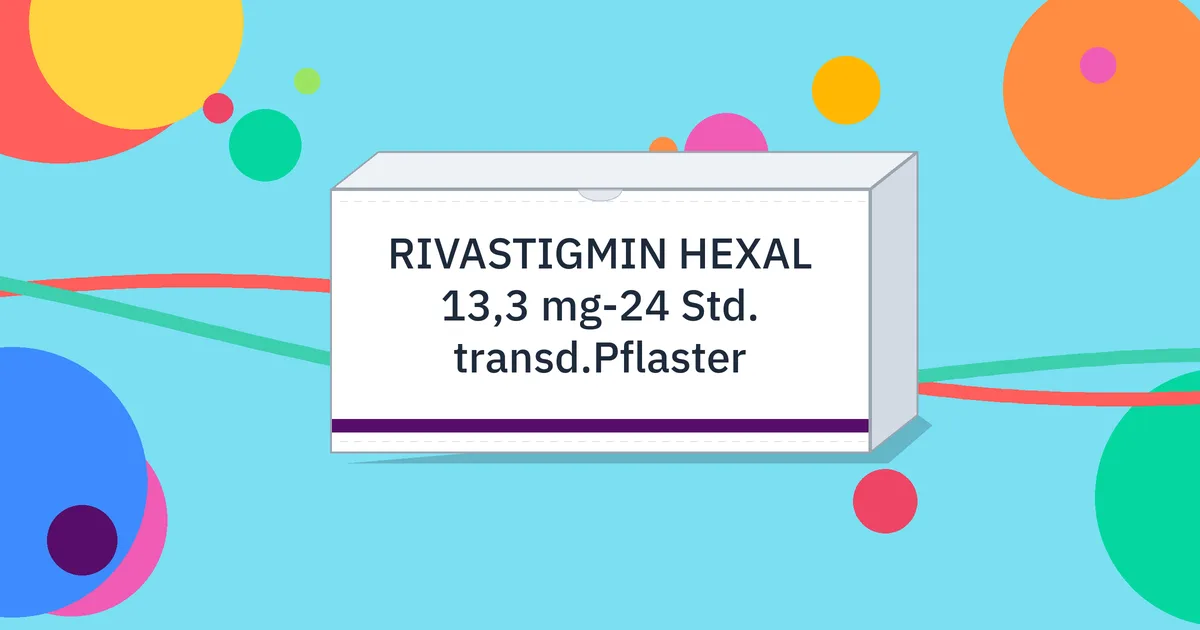 Symbolbild: Packung mit der Aufschrift RIVASTIGMIN HEXAL 13,3 mg-24 Std. transd.Pflaster (PZN 11112021) – Verfügbarkeit und Bezug in Apotheken in Frankfurt am Main