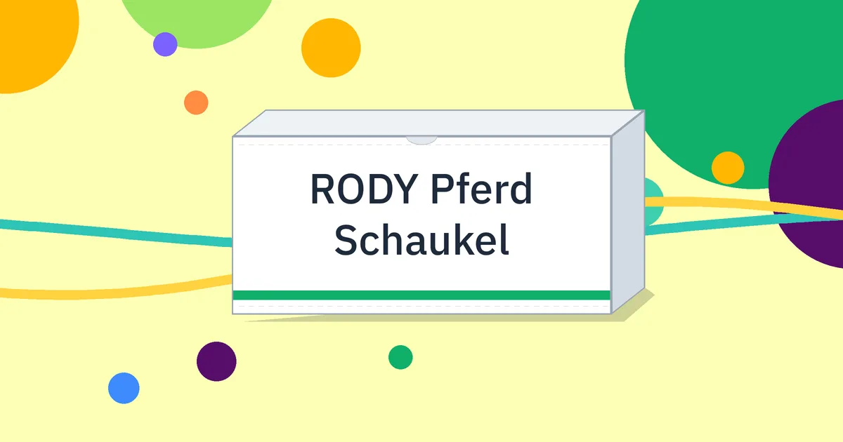 Symbolbild: Packung mit der Aufschrift RODY Pferd Schaukel (PZN 00424792) – Verfügbarkeit und Bezug in Apotheken in Frankfurt am Main