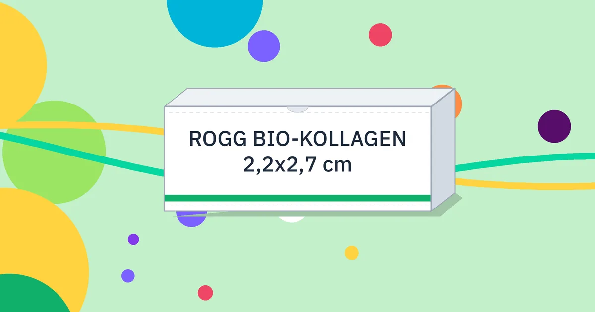 Symbolbild: Packung mit der Aufschrift ROGG BIO-KOLLAGEN 2,2x2,7 cm (PZN 09949906) – Verfügbarkeit und Bezug in Apotheken in Frankfurt am Main