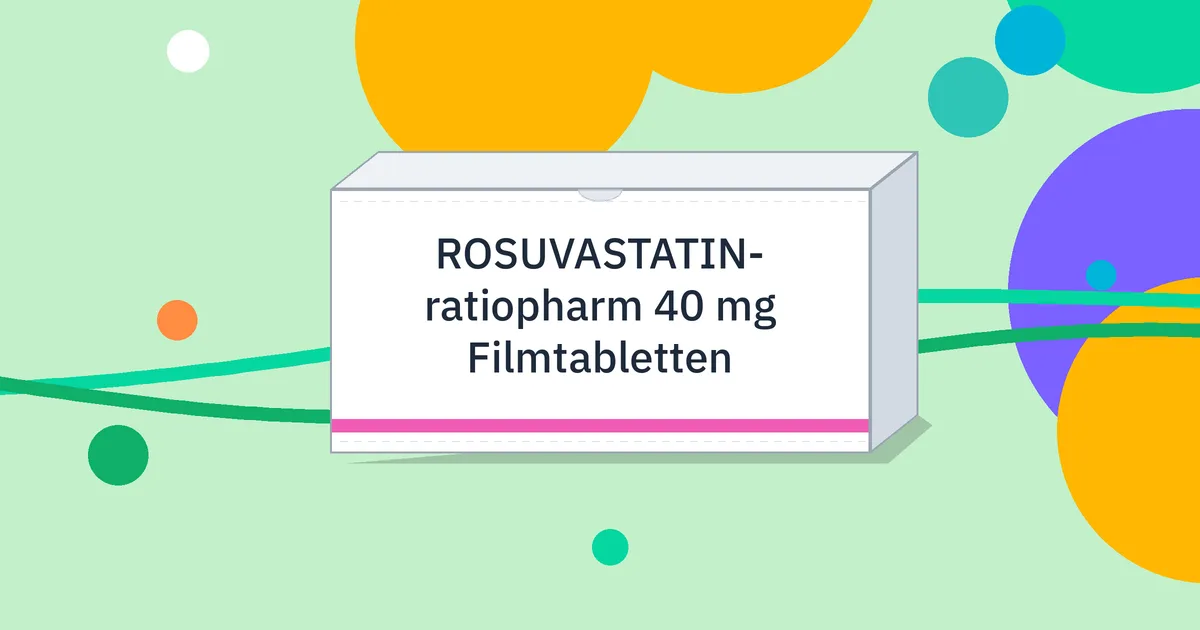 Symbolbild: Packung mit der Aufschrift ROSUVASTATIN-ratiopharm 40 mg Filmtabletten (PZN 18253871) – Verfügbarkeit und Bezug in Apotheken in Frankfurt am Main