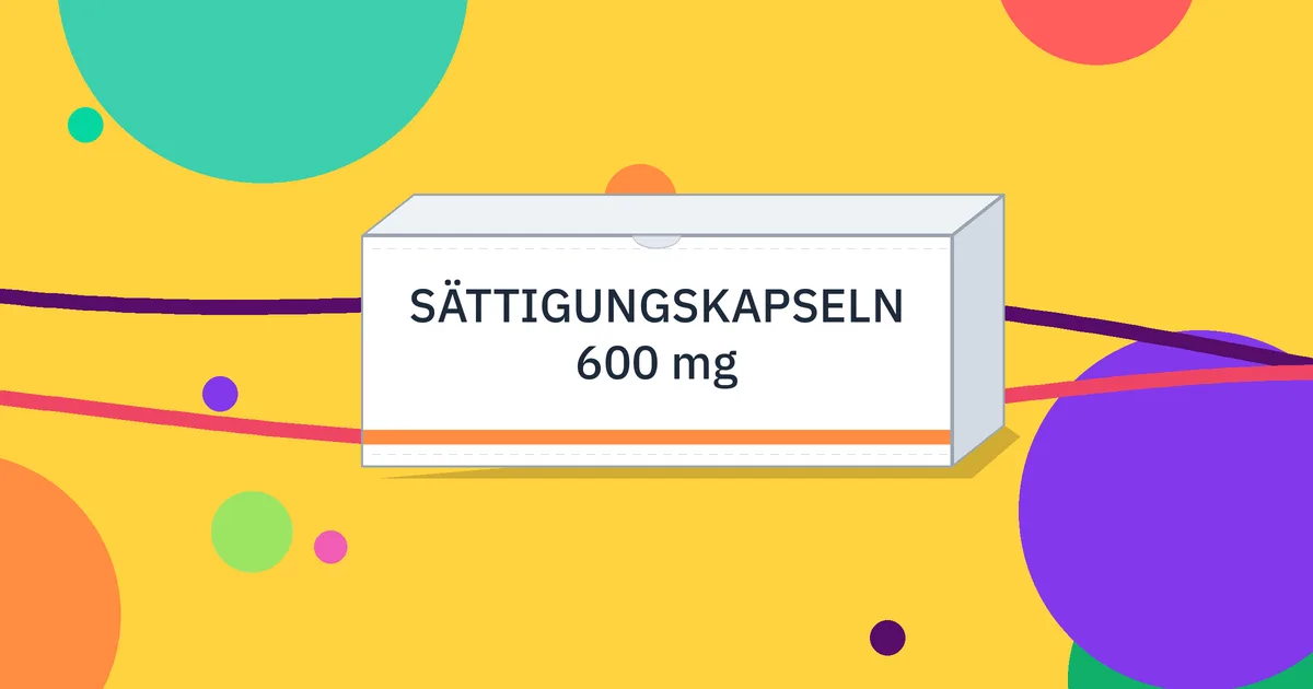 Symbolbild: Packung mit der Aufschrift SÄTTIGUNGSKAPSELN 600 mg (PZN 04192195) – Verfügbarkeit und Bezug in Apotheken in Frankfurt am Main
