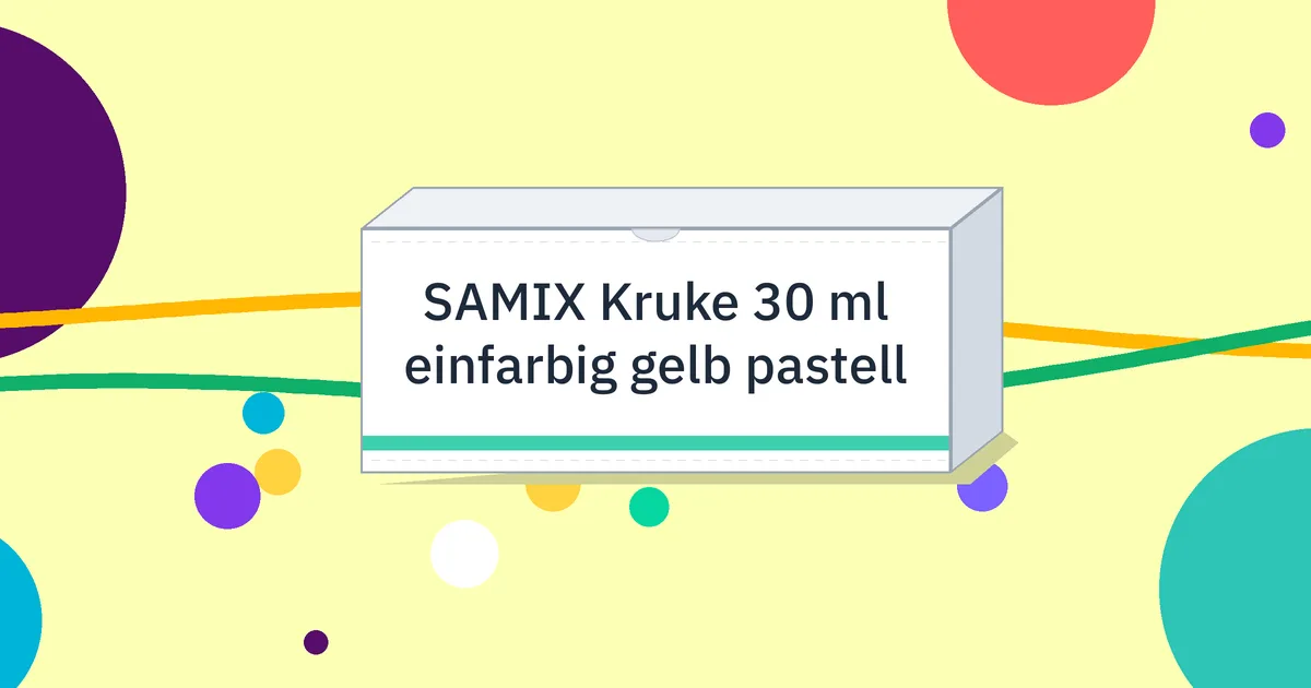 Symbolbild: Packung mit der Aufschrift SAMIX Kruke 30 ml einfarbig gelb pastell (PZN 11480575) – Verfügbarkeit und Bezug in Apotheken in Frankfurt am Main