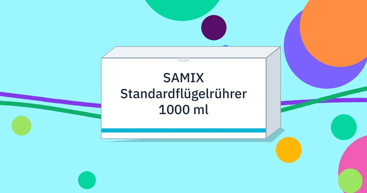 Symbolbild: Packung mit der Aufschrift SAMIX Standardflügelrührer 1000 ml (PZN 11481095) – Verfügbarkeit und Bezug in Apotheken in Frankfurt am Main