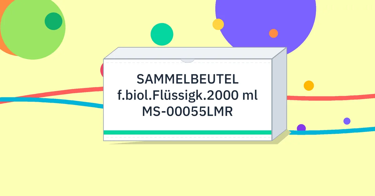 Symbolbild: Packung mit der Aufschrift SAMMELBEUTEL f.biol.Flüssigk.2000 ml MS-00055LMR (PZN 19438354) – Verfügbarkeit und Bezug in Apotheken in Frankfurt am Main