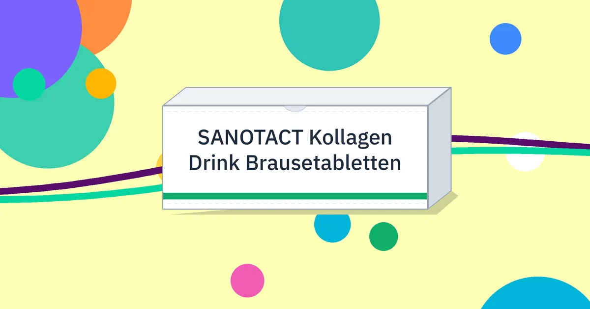 Symbolbild: Packung mit der Aufschrift SANOTACT Kollagen Drink Brausetabletten (PZN 18841496) – Verfügbarkeit und Bezug in Apotheken in Frankfurt am Main