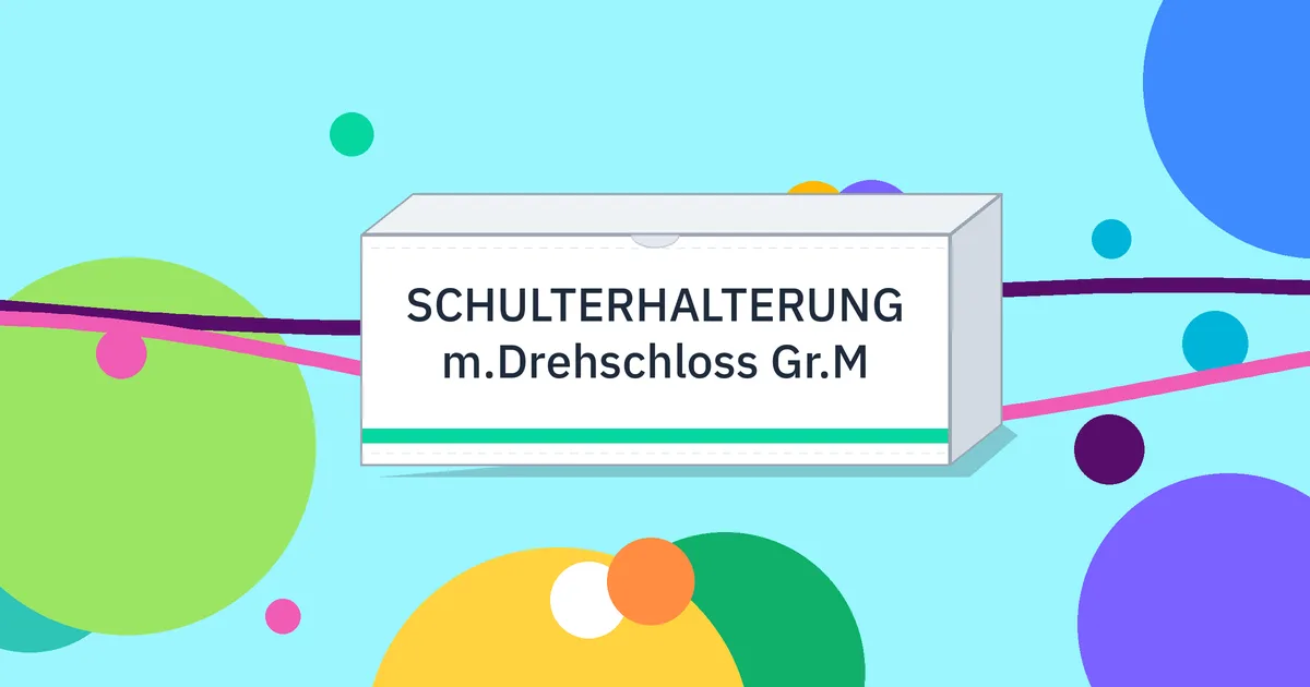 Symbolbild: Packung mit der Aufschrift SCHULTERHALTERUNG m.Drehschloss Gr.M (PZN 11568028) – Verfügbarkeit und Bezug in Apotheken in Frankfurt am Main