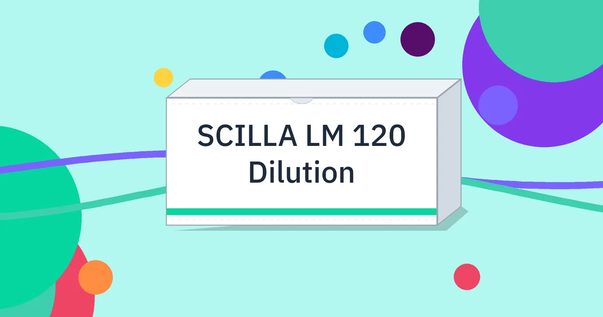 Symbolbild: Packung mit der Aufschrift SCILLA LM 120 Dilution (PZN 13184295) – Verfügbarkeit und Bezug in Apotheken in Frankfurt am Main