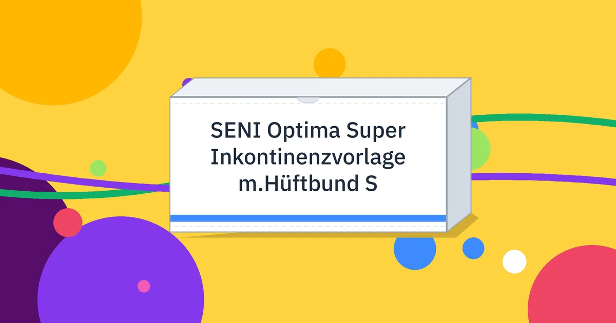 Symbolbild: Packung mit der Aufschrift SENI Optima Super Inkontinenzvorlage m.Hüftbund S (PZN 16662855) – Verfügbarkeit und Bezug in Apotheken in Frankfurt am Main