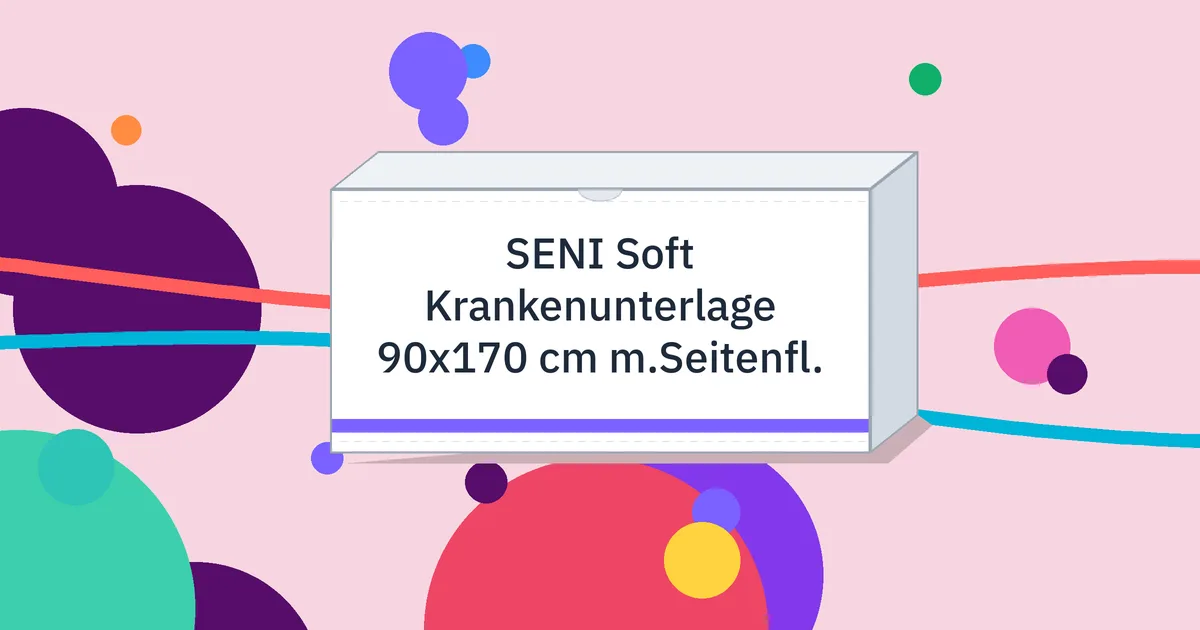 Symbolbild: Packung mit der Aufschrift SENI Soft Krankenunterlage 90x170 cm m.Seitenfl. (PZN 01913398) – Verfügbarkeit und Bezug in Apotheken in Frankfurt am Main