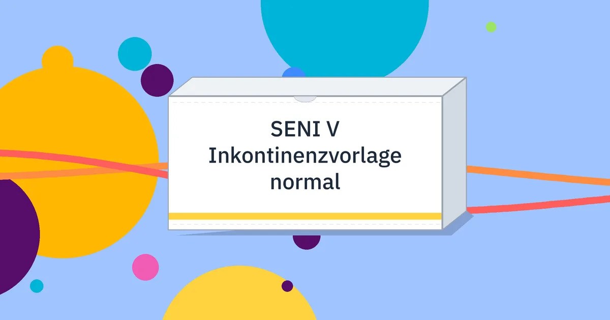 Symbolbild: Packung mit der Aufschrift SENI V Inkontinenzvorlage normal (PZN 20346781) – Verfügbarkeit und Bezug in Apotheken in Frankfurt am Main