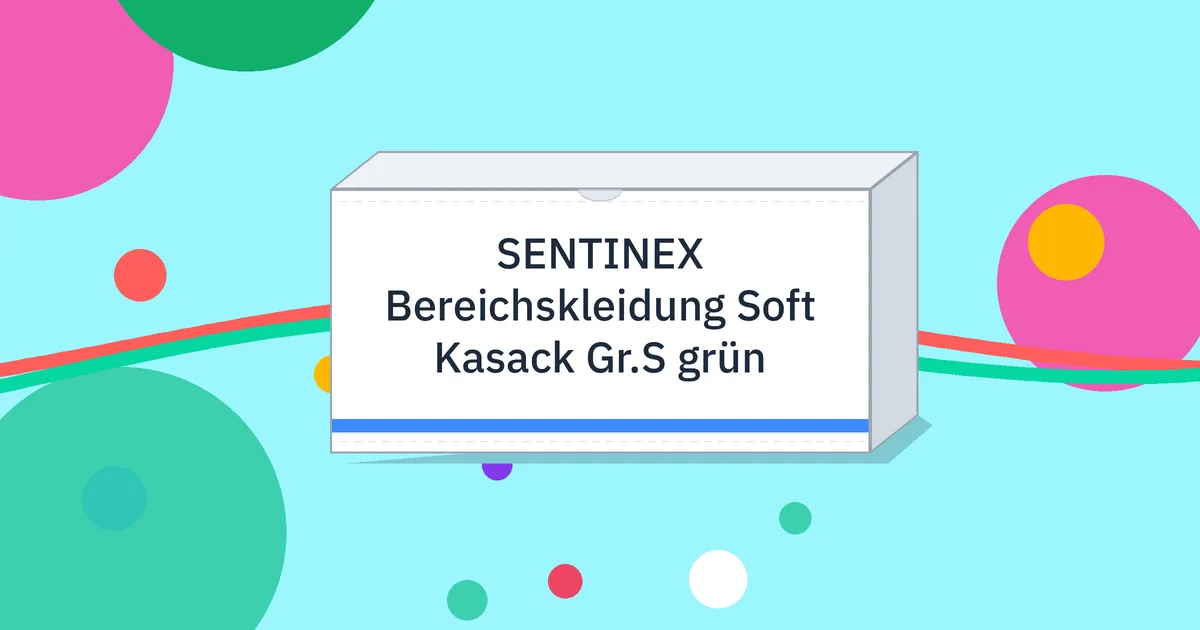Symbolbild: Packung mit der Aufschrift SENTINEX Bereichskleidung Soft Kasack Gr.S grün (PZN 09737624) – Verfügbarkeit und Bezug in Apotheken in Frankfurt am Main