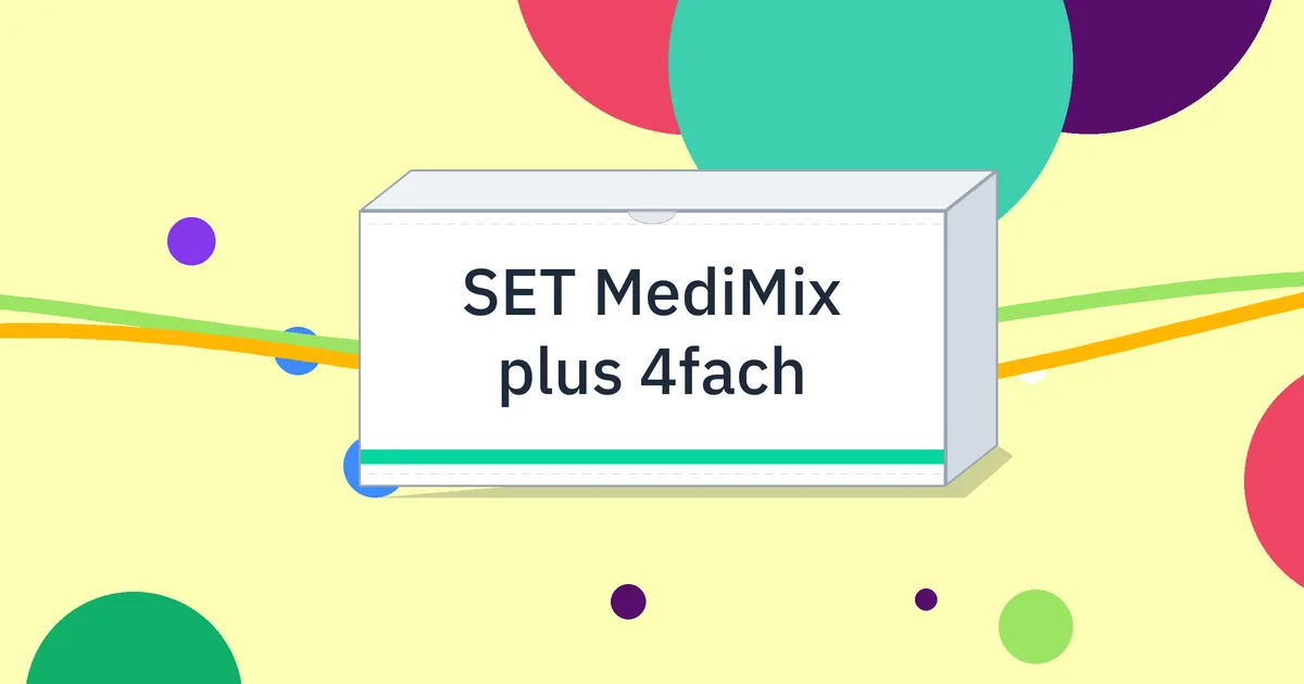 Symbolbild: Packung mit der Aufschrift SET MediMix plus 4fach (PZN 10407441) – Verfügbarkeit und Bezug in Apotheken in Frankfurt am Main