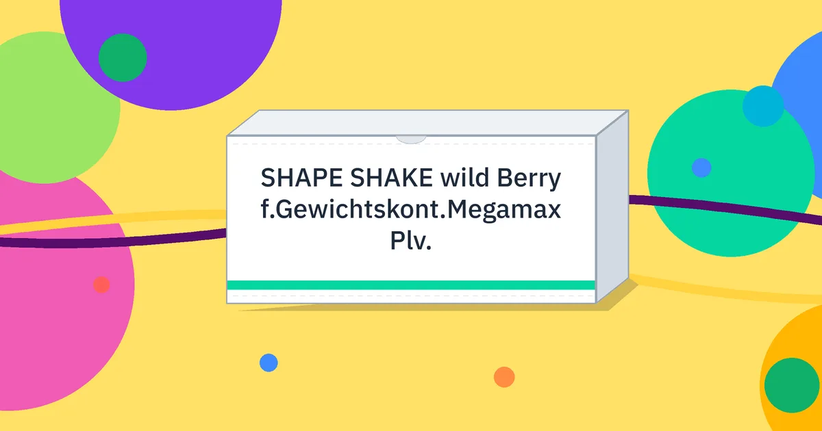 Symbolbild: Packung mit der Aufschrift SHAPE SHAKE wild Berry f.Gewichtskont.Megamax Plv. (PZN 19961713) – Verfügbarkeit und Bezug in Apotheken in Frankfurt am Main