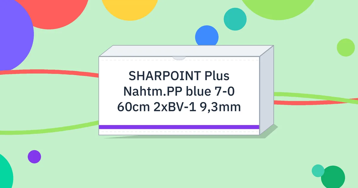 Symbolbild: Packung mit der Aufschrift SHARPOINT Plus Nahtm.PP blue 7-0 60cm 2xBV-1 9,3mm (PZN 17985891) – Verfügbarkeit und Bezug in Apotheken in Frankfurt am Main